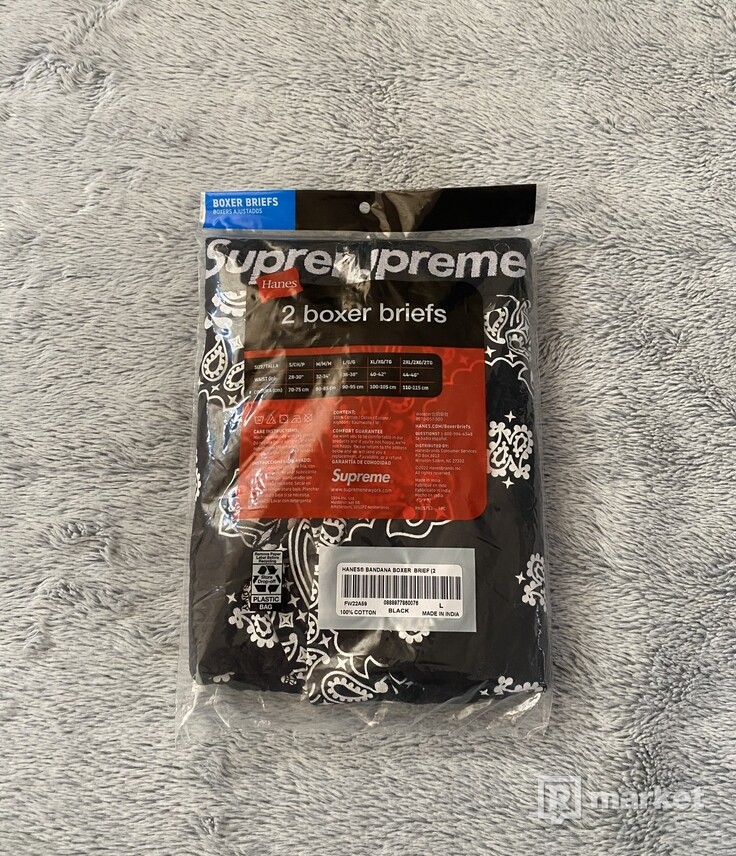 Supreme Hanes Bandana Boxer Briefs Black Refresher Market