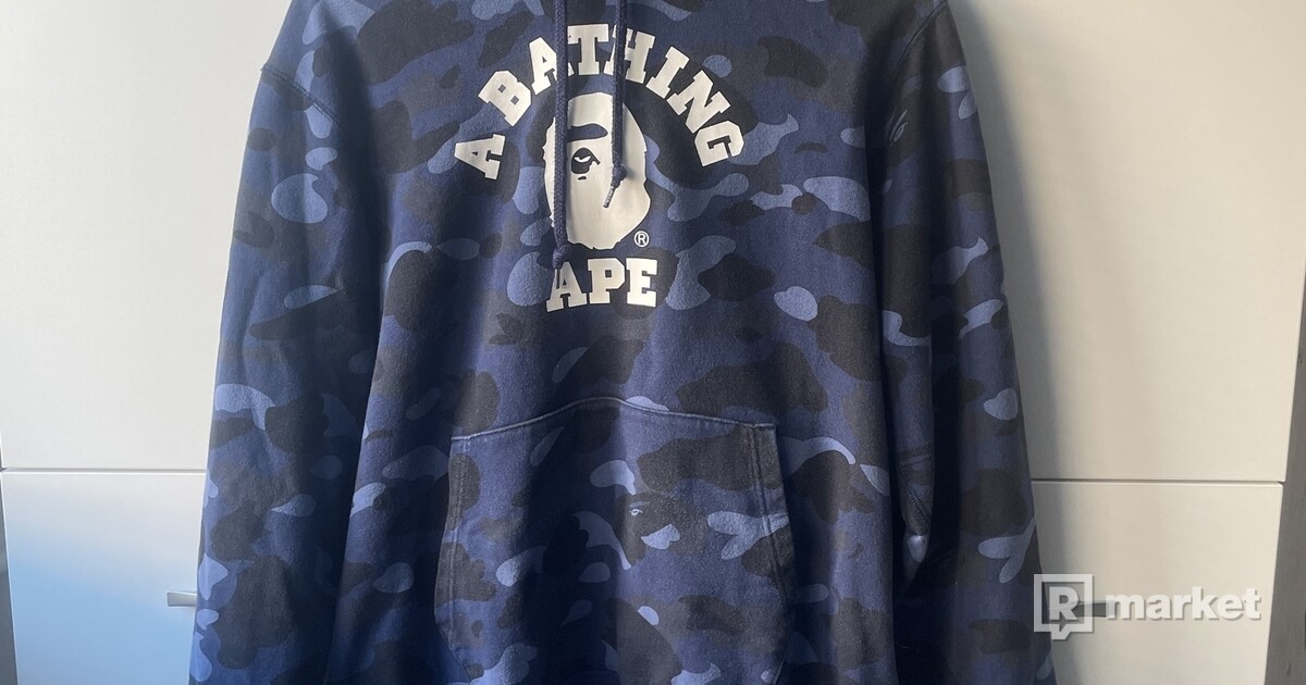 Bape College Blue Camo Hoodie Refresher Market